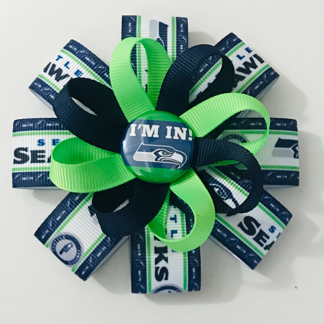 NEW Seattle Seahawks Green and Blue Hair Bow or Headband 2 Sizes Choose ...