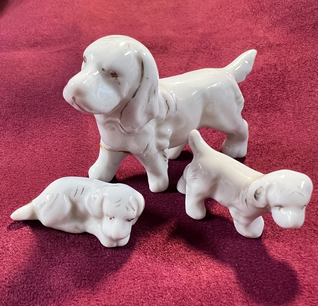 Vintage Ceramic Dog Figurines, Made in Japan, Spaniel Dogs - Etsy