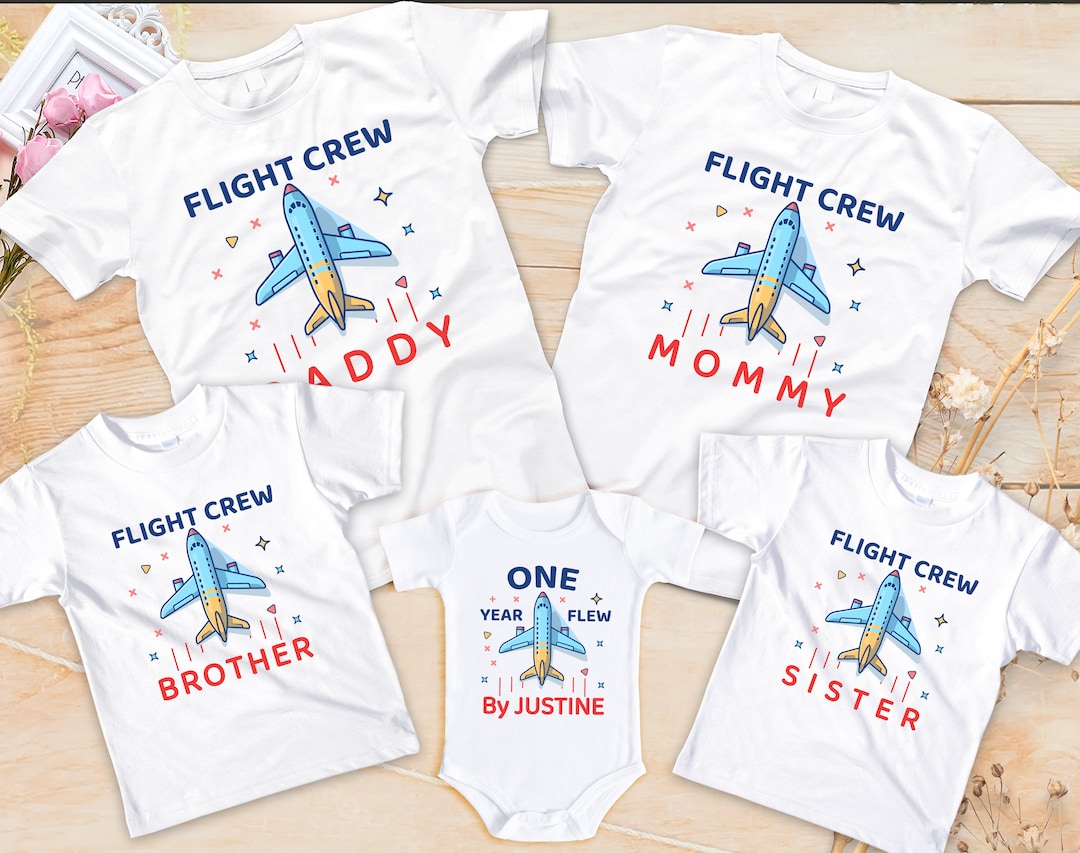 Personalized Flight Crew Family Matching Birthday Shirts | Airplane ...