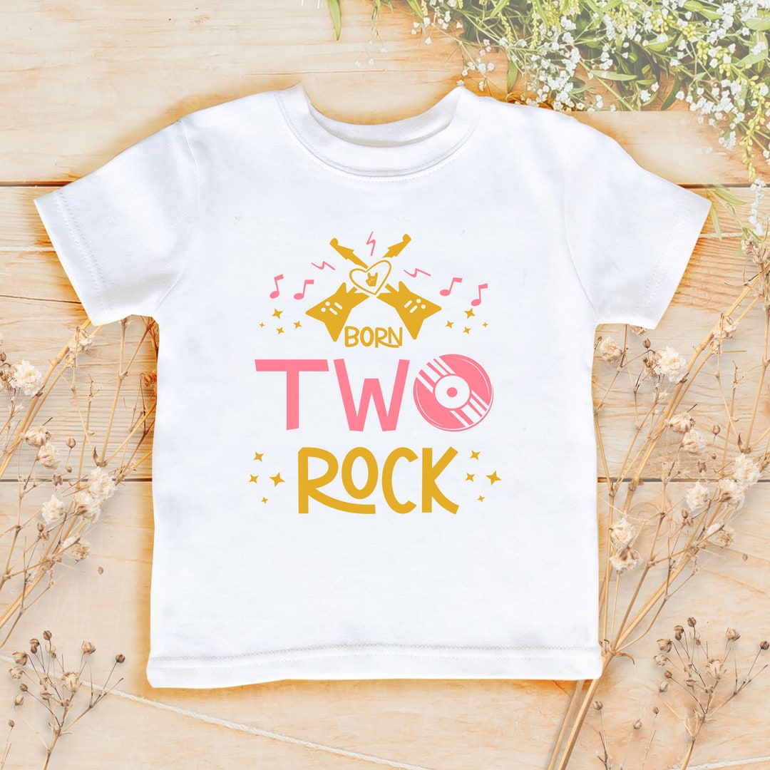 Two Rock Baby Shirt | Guitar 2nd Birthday Bodysuit | Rock Star Birthday ...
