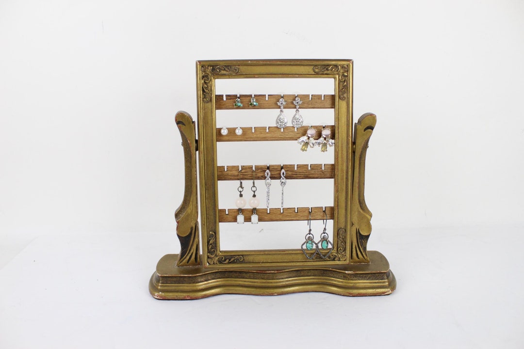 Gold Earring Display, Vintage Pivot Frame, Free Standing Stud Earring ...