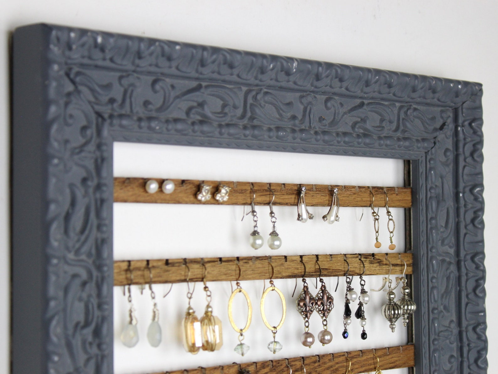 Earring Storage Frame, Wall Hanging Earring Holder, Ornate Jewelry ...