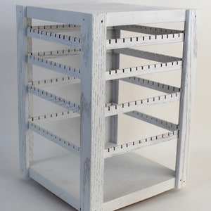 Spinning Earring Holder, Wood Jewelry Organizer, Rotating Earring ...