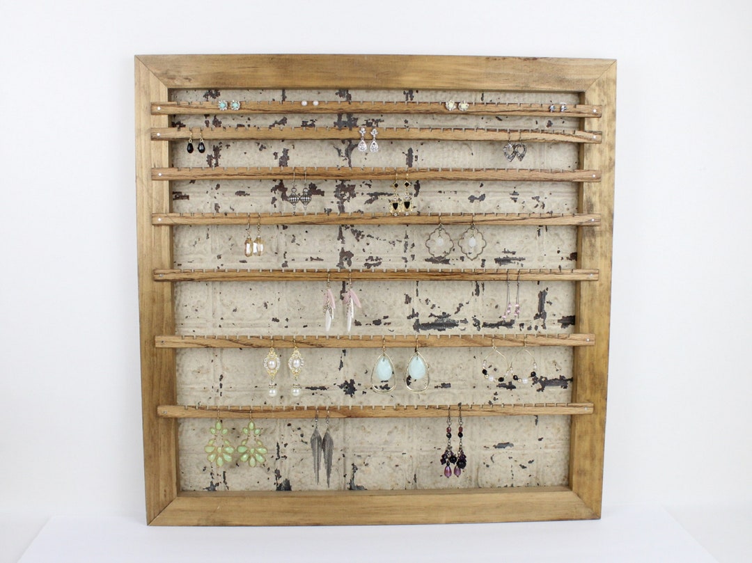 Large Earring Organizer, Wall Hanging Jewelry Art, Earring Storage ...