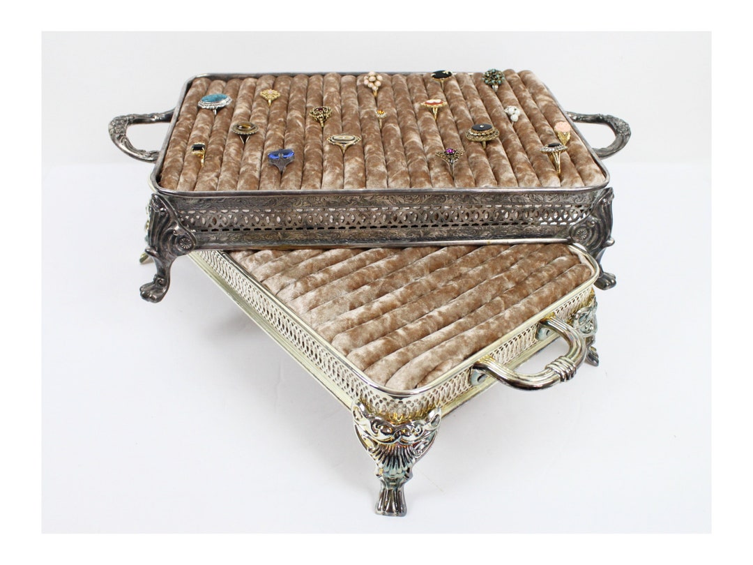 Velvet Ring Tray, Champagne Jewelry Organization, Standing Ring Holder ...
