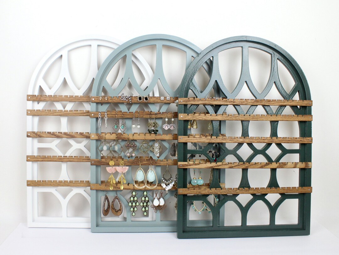 Arch Window Jewelry Holder, Holds 55 Pairs, Wall Hanging Earring ...