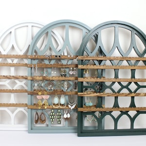 Arch Window Jewelry Holder, Holds 55 Pairs, Wall Hanging Earring ...