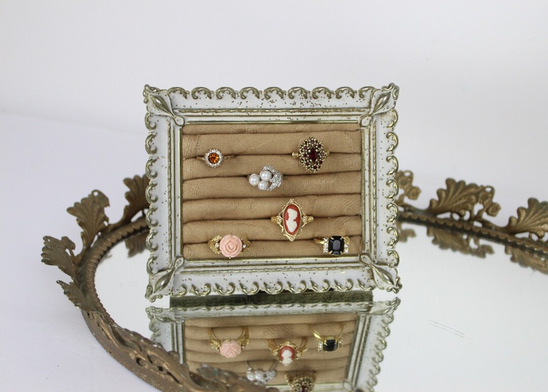 Standing Ring Display, Metal Frame Ring Holder, Gold Jewelry Organizer ...