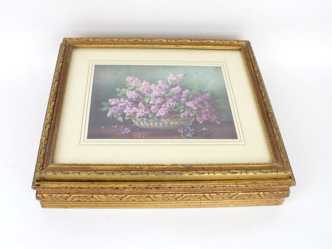 Vintage Jewelry Box, Picture Frame Box, Keepsake Box With Floral Art ...
