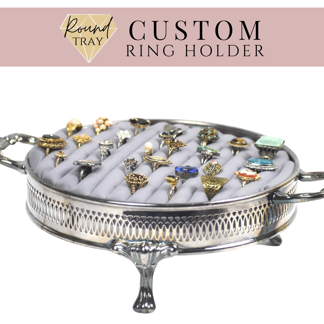 Custom Ring Holder Tray, Round Jewelry Display Stand, Standing Ring ...