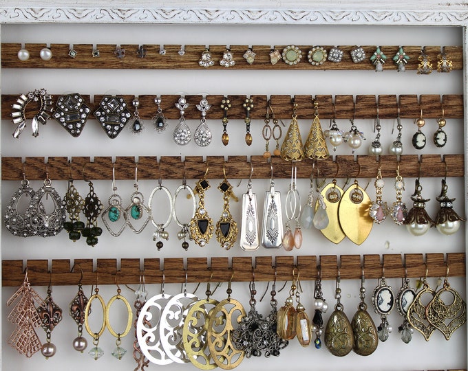 14 Wood Earring Holder, DIY Earring Organizer, Hand Cut Oak Earring ...