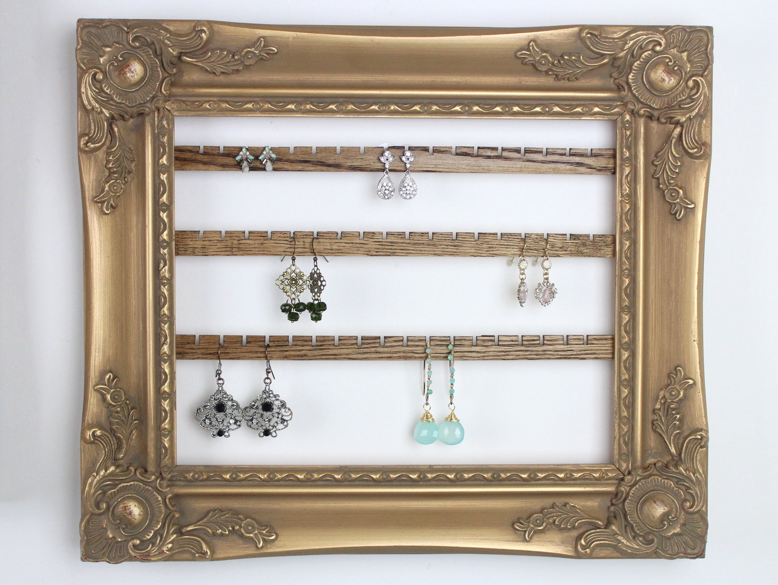Earring Storage Frame Set Wall Hanging Jewelry Holder Ornate | Etsy