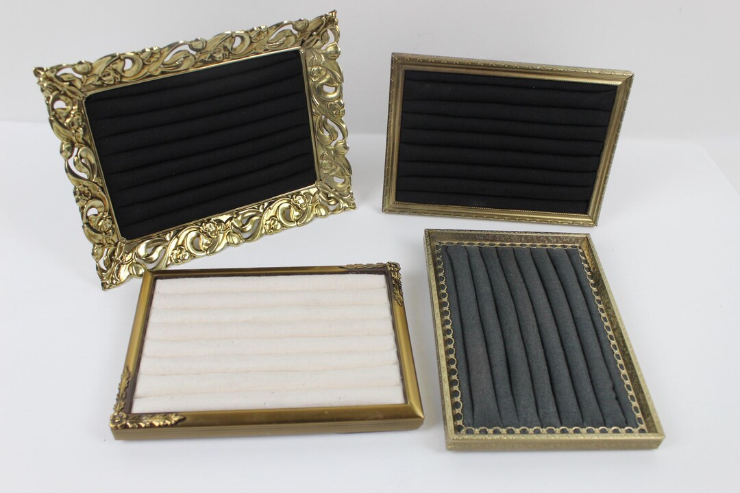 Standing Ring Holder Tray, Jewelry Display Stand, Vintage Gold Ring ...