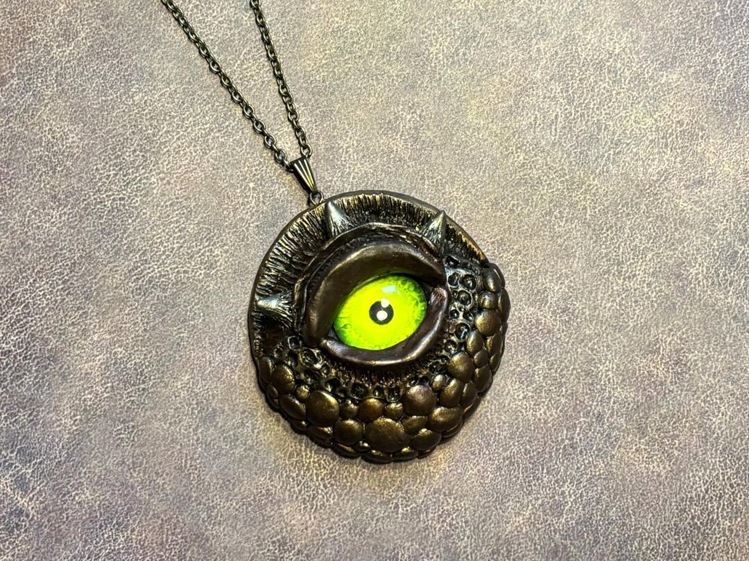 Hand-sculpted Monster Eye Amulet: Green Glass Fantasy Necklace - Etsy