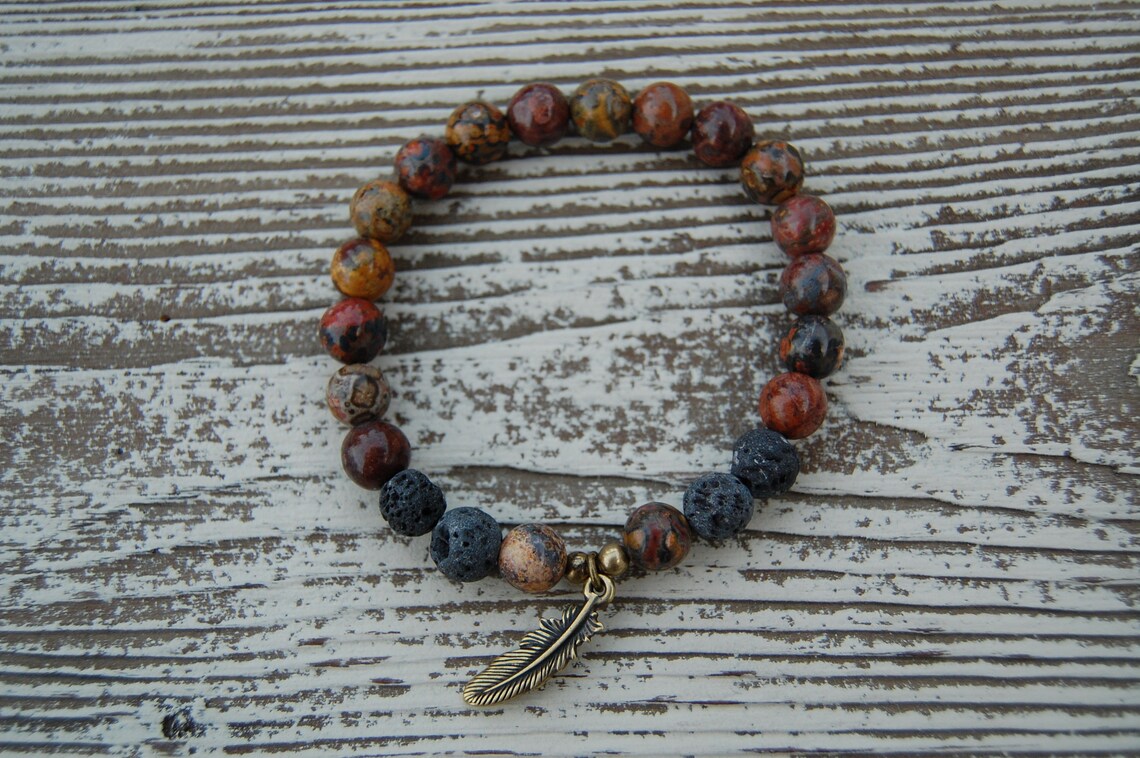 Essential Oil Diffuser Aromatherapy Bracelet - Leopard Jasper - Etsy