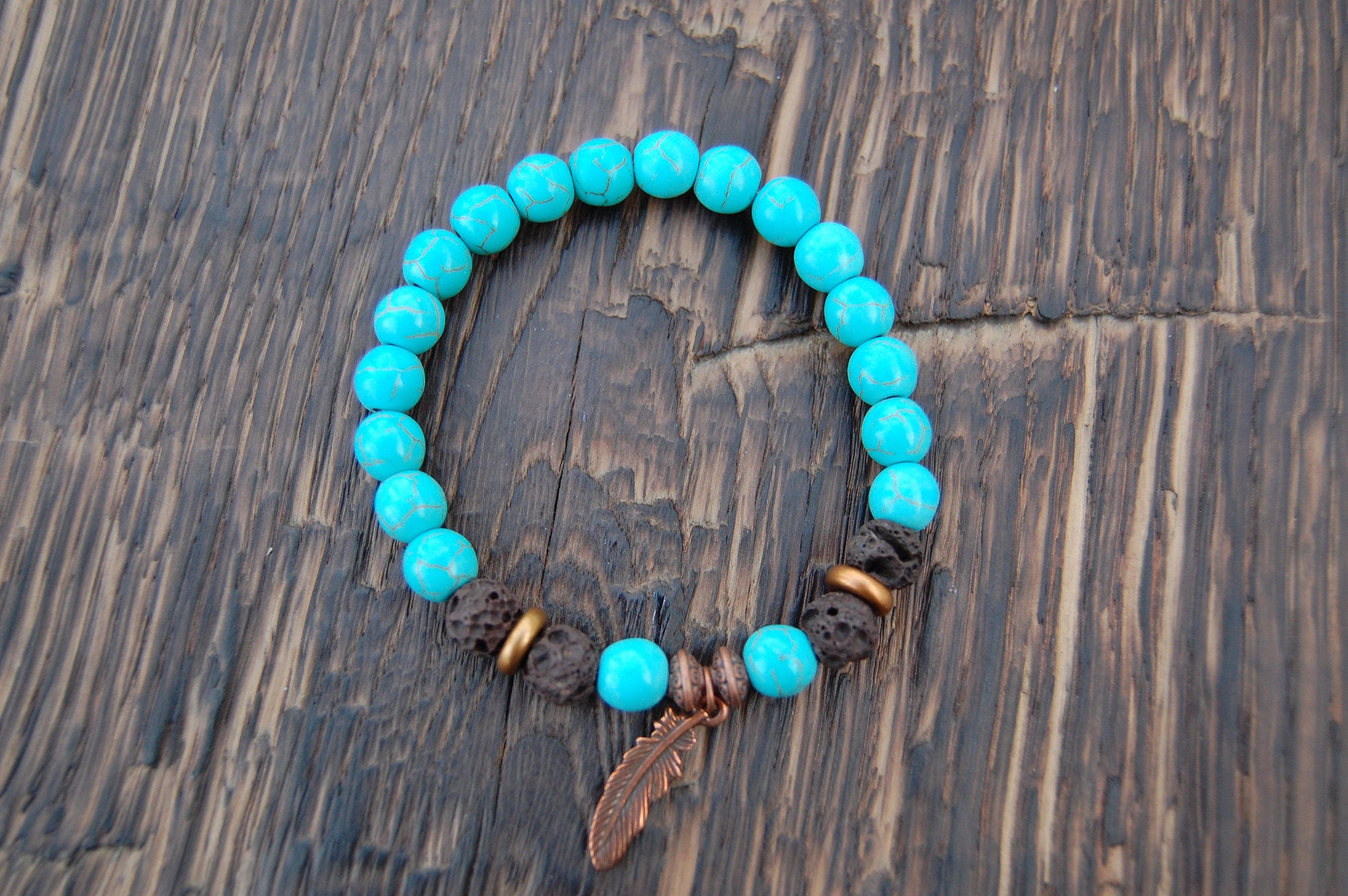 Essential Oil Diffuser Aromatherapy Bracelet - Turquoise Howlite - Etsy