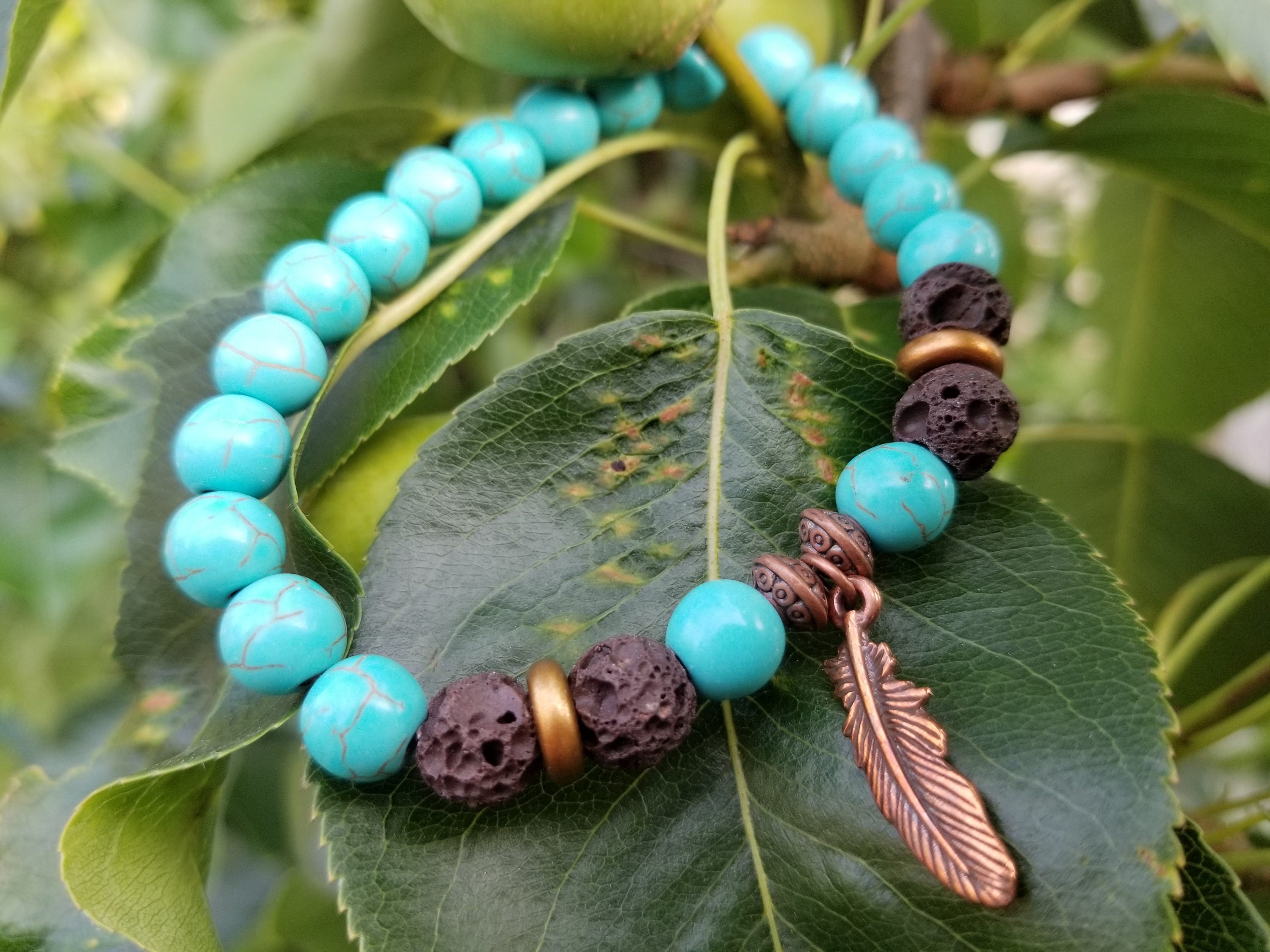 Essential Oil Diffuser Aromatherapy Bracelet - Turquoise Howlite - Etsy