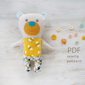 Rag Doll Teddy Bear Pattern . Stuffed Bear Toy Pattern . Rag Doll ...