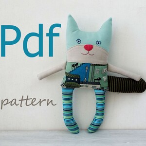 Rag Cat Doll Pattern Sewing PDF - Handmade Cloth Doll Pattern Cat for ...