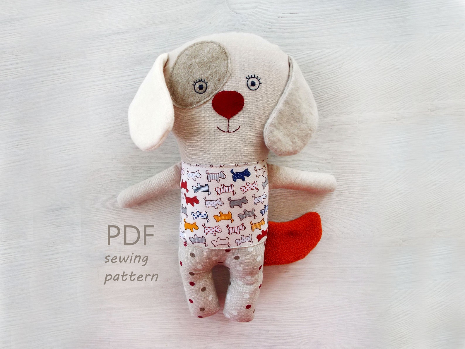 Animal pattern to sew fabric doll dog stuffed animal 2 in 1. | Etsy