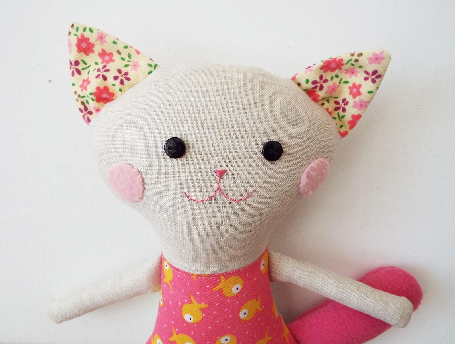 Stuffed Cat Doll and Fish Pattern Sewing PDF Handmade DIY, Cloth Doll ...