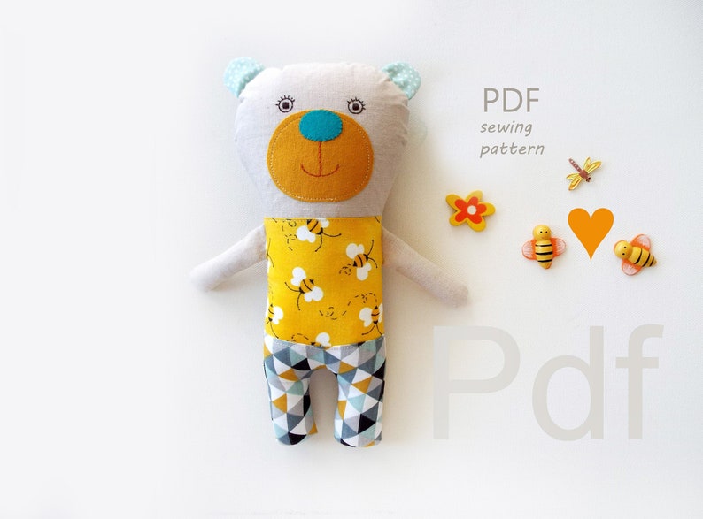 Rag Doll Teddy Bear Pattern . Stuffed Bear Toy Pattern . Rag - Etsy