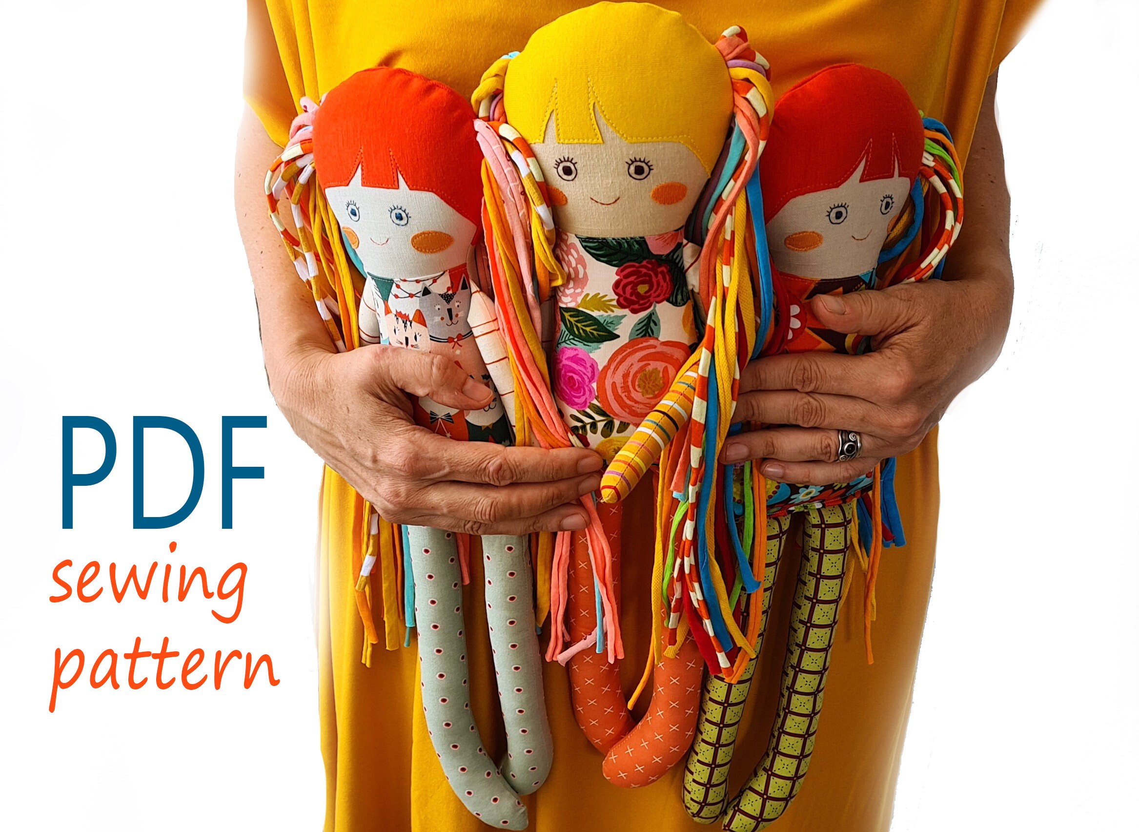 DIY rag doll Sewing Pattern PDF To sew Stuffed Doll for | Etsy