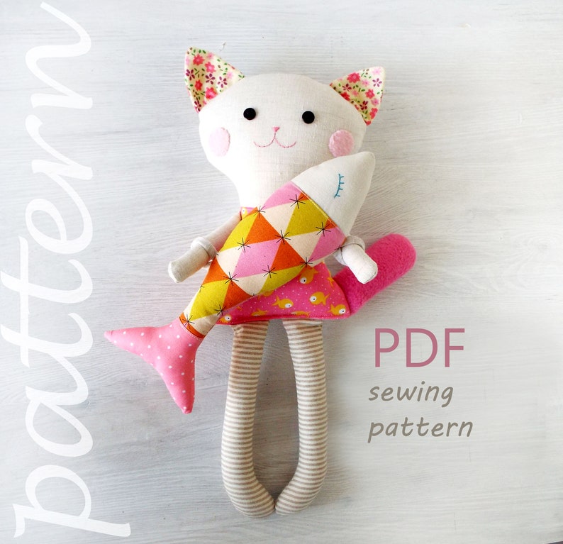 Stuffed Cat Doll and Fish Pattern Sewing PDF Handmade DIY - Etsy