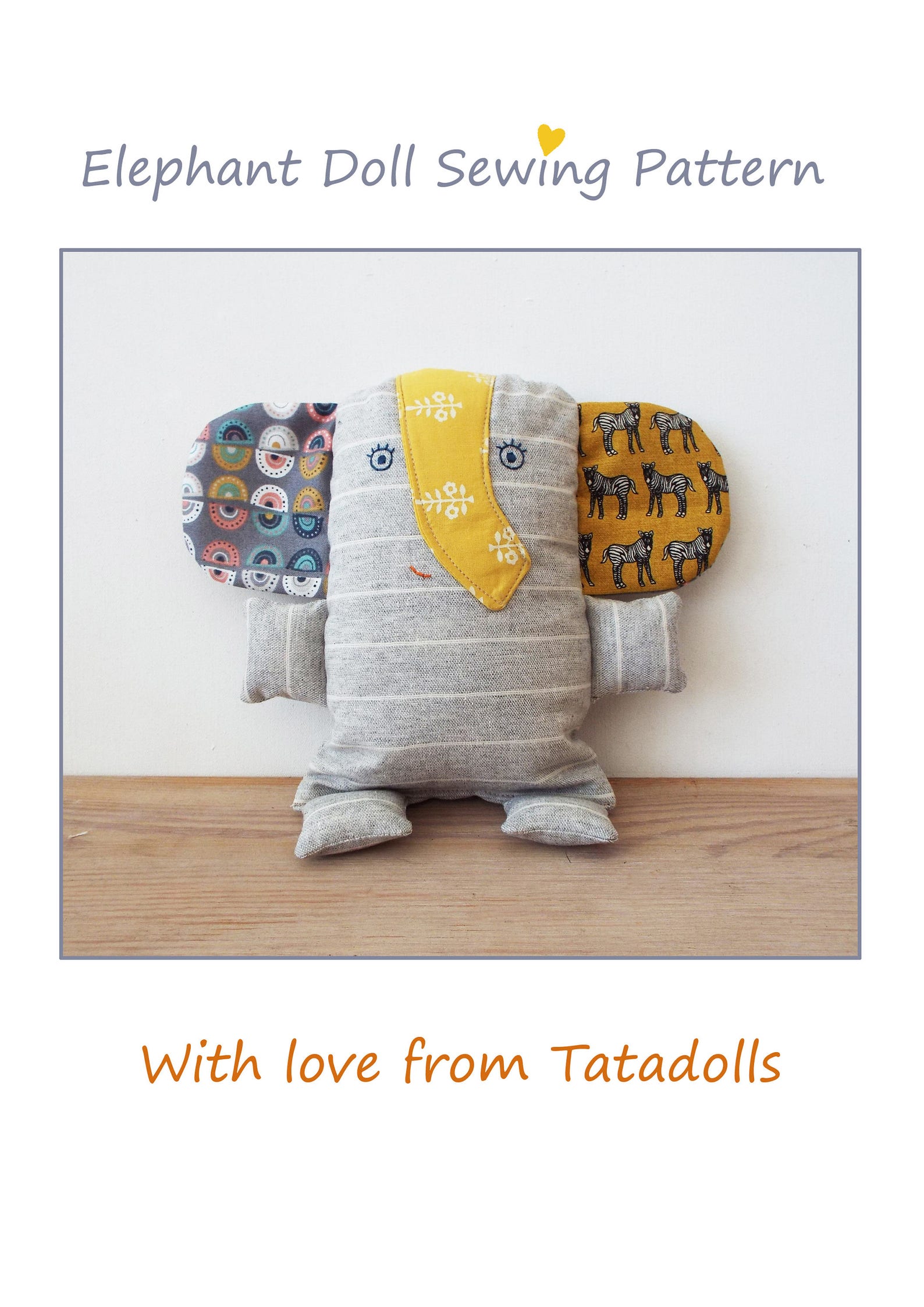 Stuffed Elephant Doll Pattern Sewing PDF Handmade Cloth Doll - Etsy