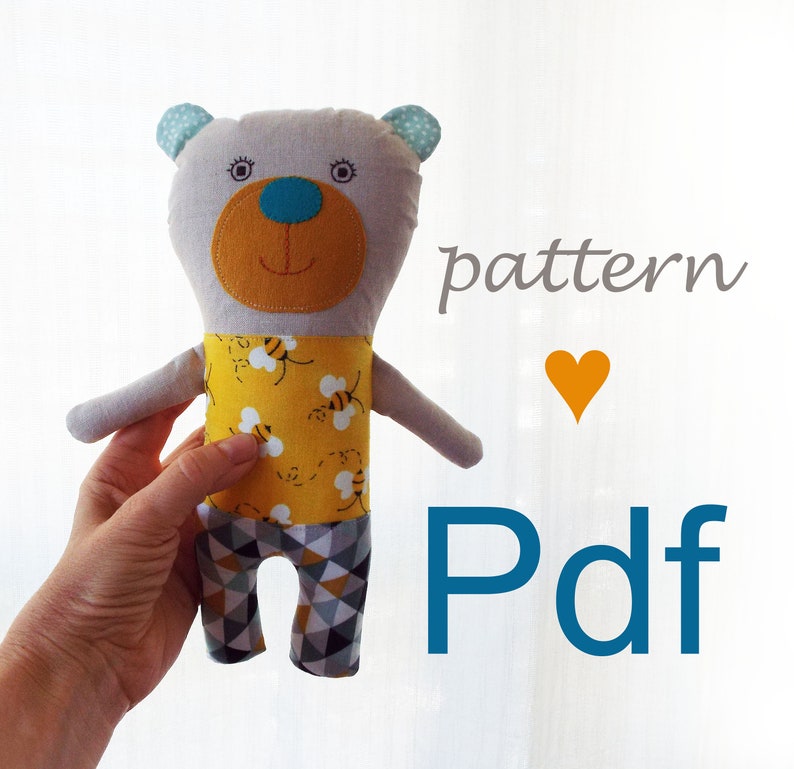 Rag Doll Teddy Bear Pattern . Stuffed Bear Toy Pattern . Rag | Etsy