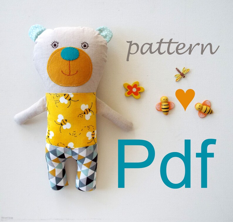 Rag Doll Teddy Bear Pattern . Stuffed Bear Toy Pattern . Rag | Etsy