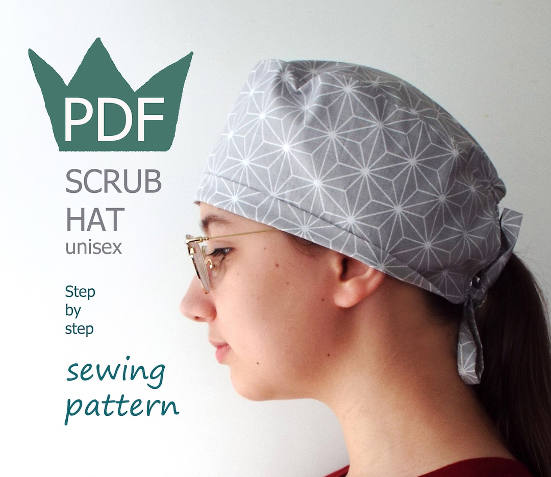 Scrub Cap Sewing Pattern PDF, Unisex Size, DIY Surgical Scrub Hat With ...