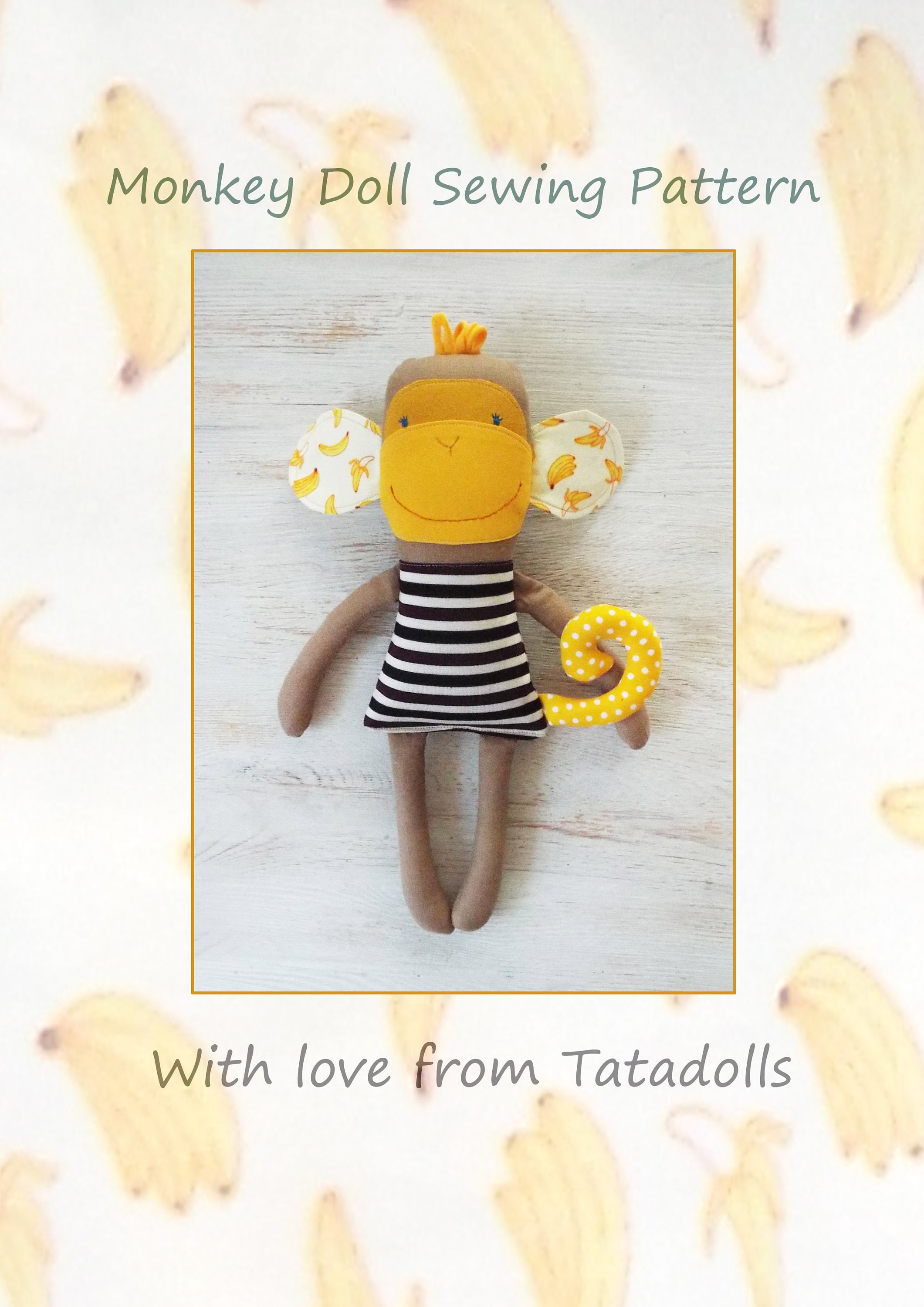 Stuffed Animal Monkey Toy Sewing Pattern . Monkey Cloth Doll - Etsy ...
