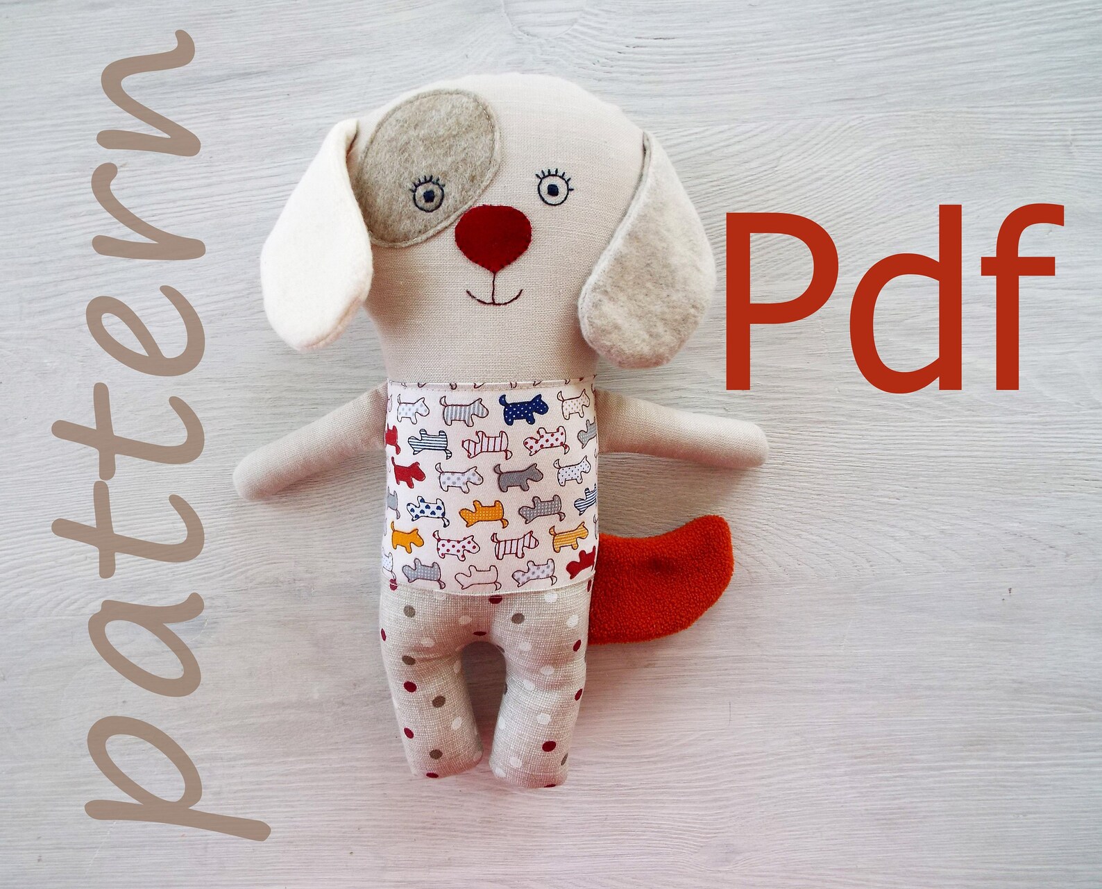 Stuffed Dog Doll Sewing Pattern, Handmade Cloth Rag Toy (PDF Pattern ...