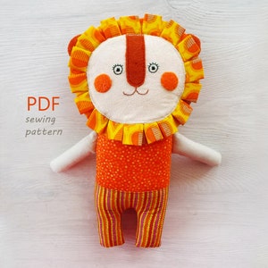 Stuffed Lion Pattern Sewing, Handmade Cloth Doll Pattern Pdf, Leo for ...