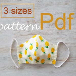 Washable Face Mask Pattern PDF Sewing, 3 Size for Family, to Sew ...