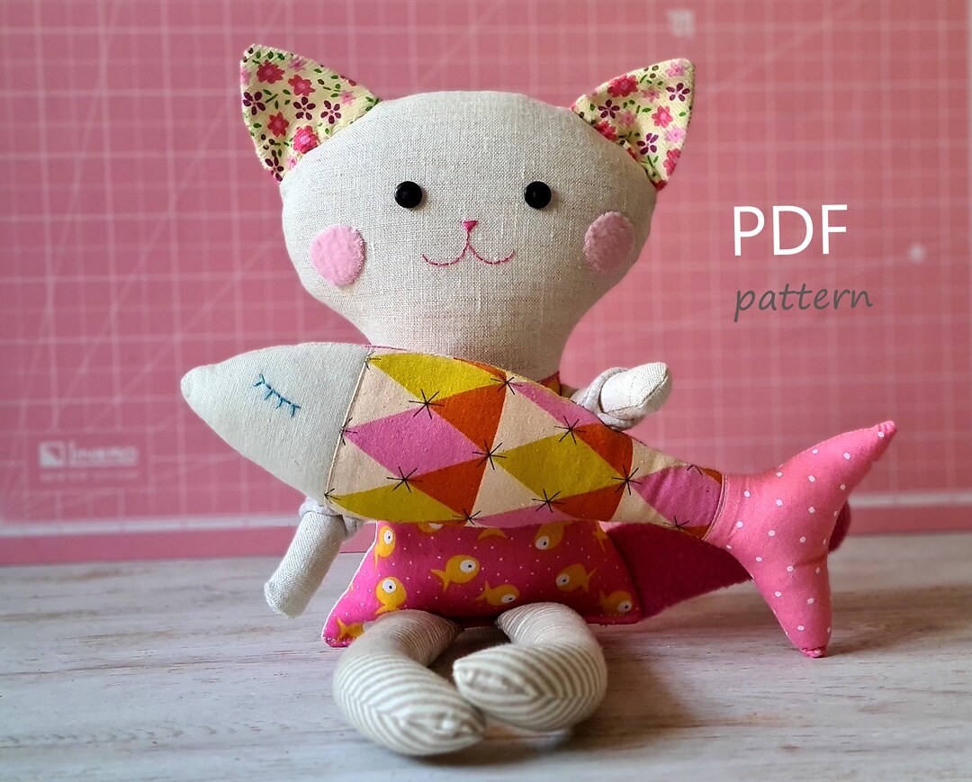 Stuffed Cat Doll and Fish Pattern Sewing PDF Handmade DIY - Etsy