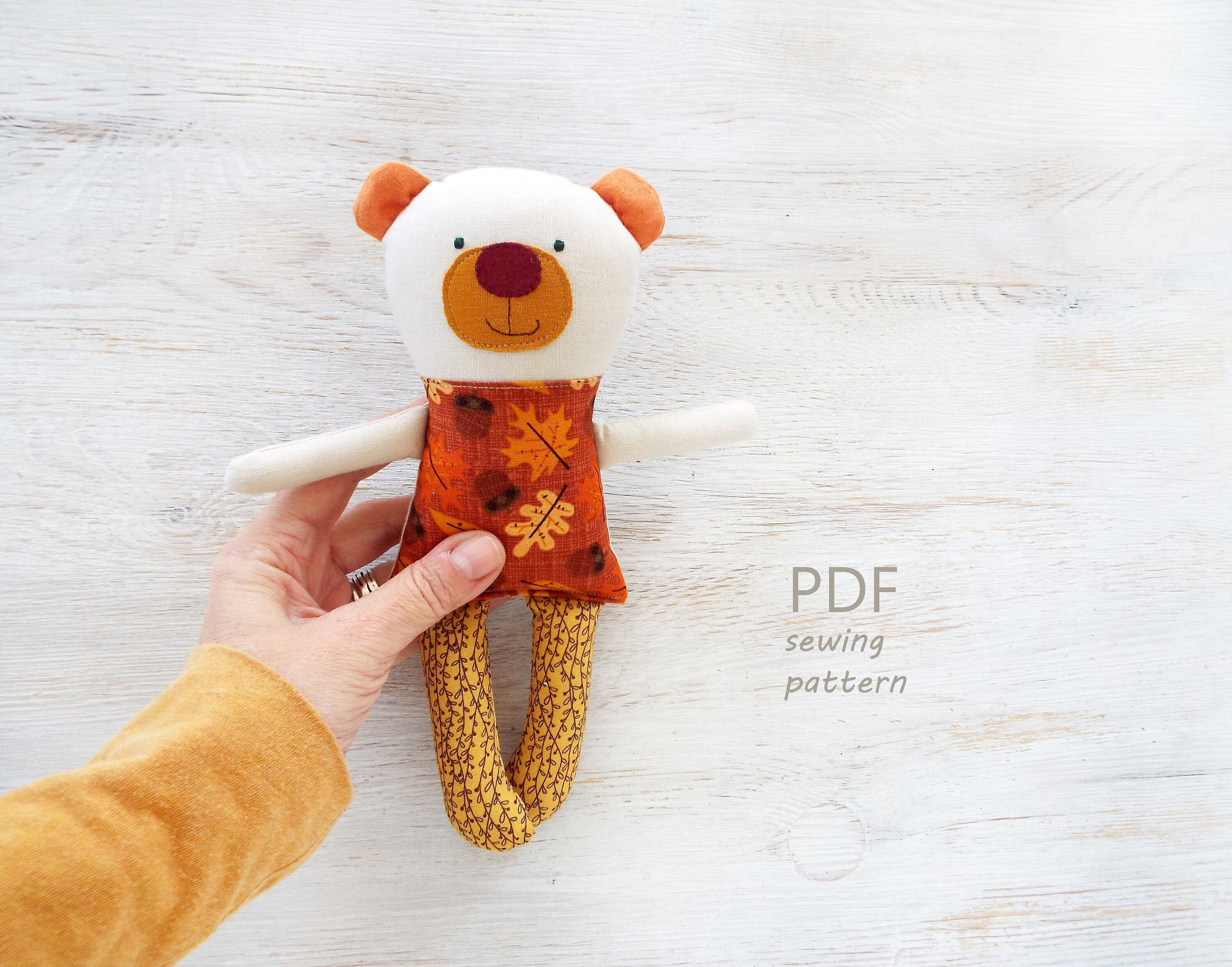 Stuffed Bear Teddy Doll pattern PDF Sewing Handmade rag toy | Etsy
