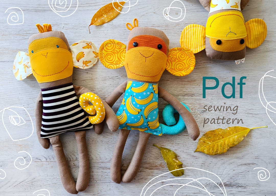 Stuffed Animal Monkey Toy Sewing Pattern . Monkey Cloth Doll Patterns ...