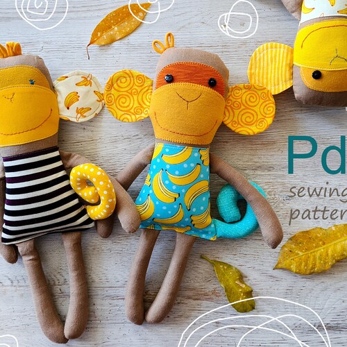 Stuffed Animal Monkey Toy Sewing Pattern . Monkey Cloth Doll | Etsy