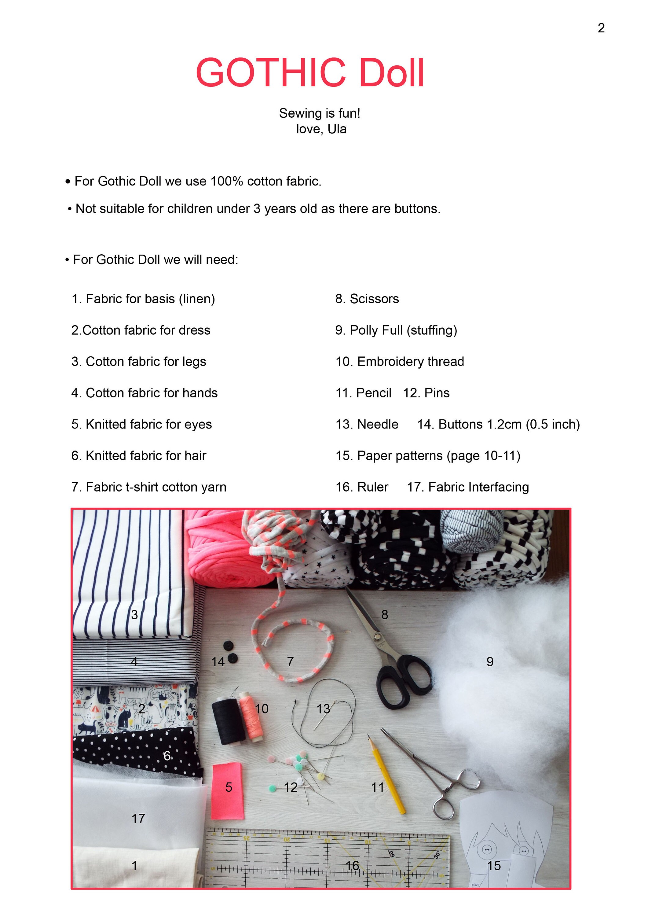 Halloween Gothic Doll Sewing Pattern Cloth Doll Pattern | Etsy