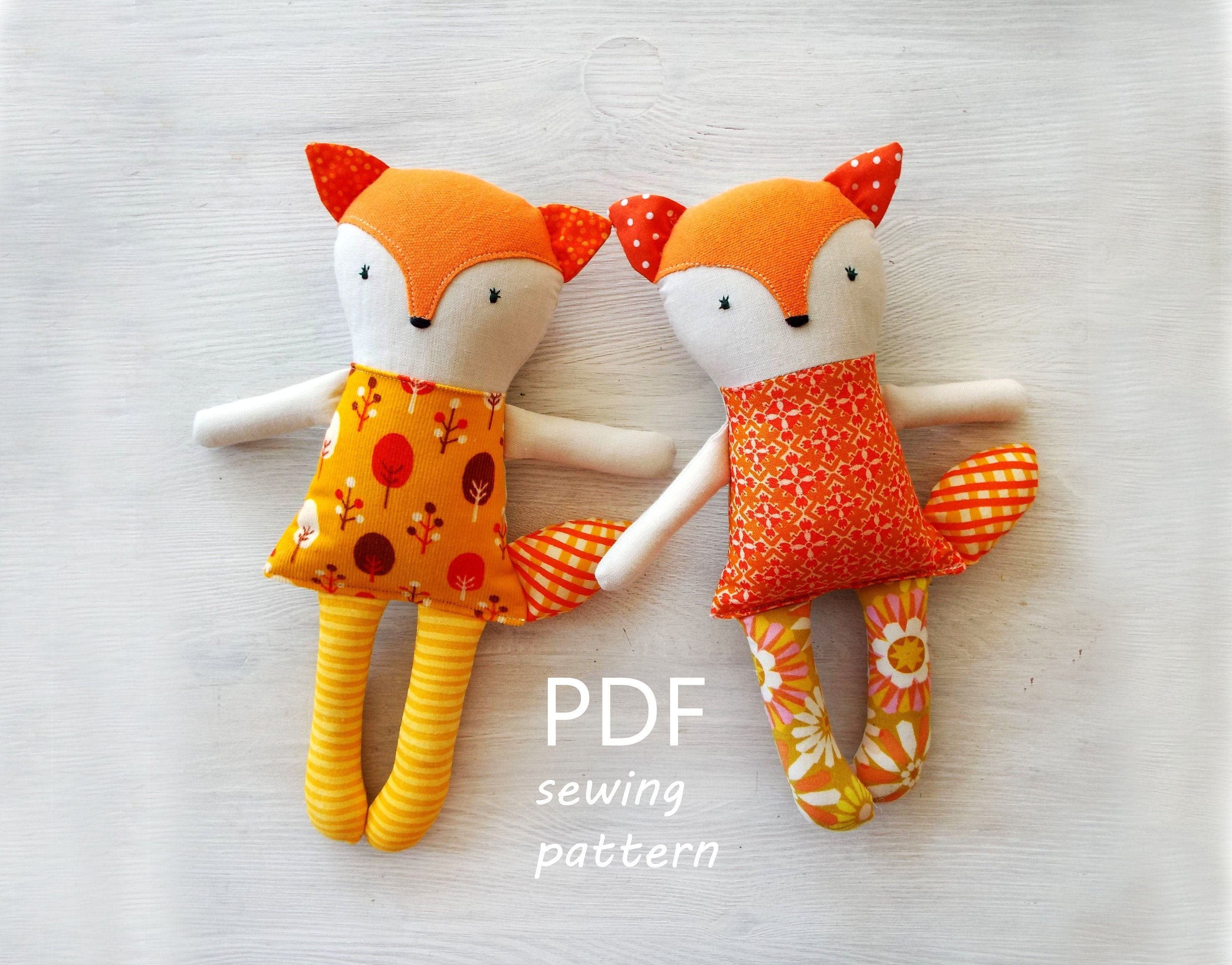 Orange Fox doll Pattern Sewing Handmade cloth toy pattern | Etsy