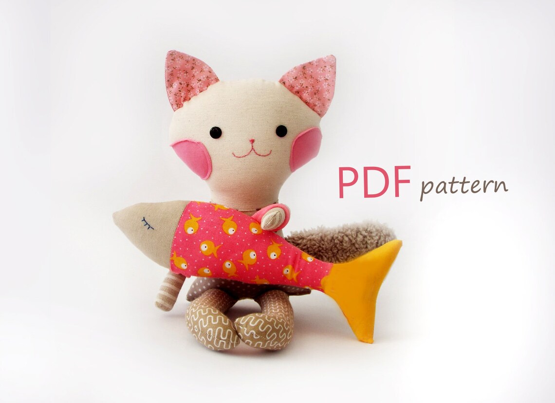 Stuffed Cat Doll and Fish Pattern Sewing PDF Handmade DIY - Etsy