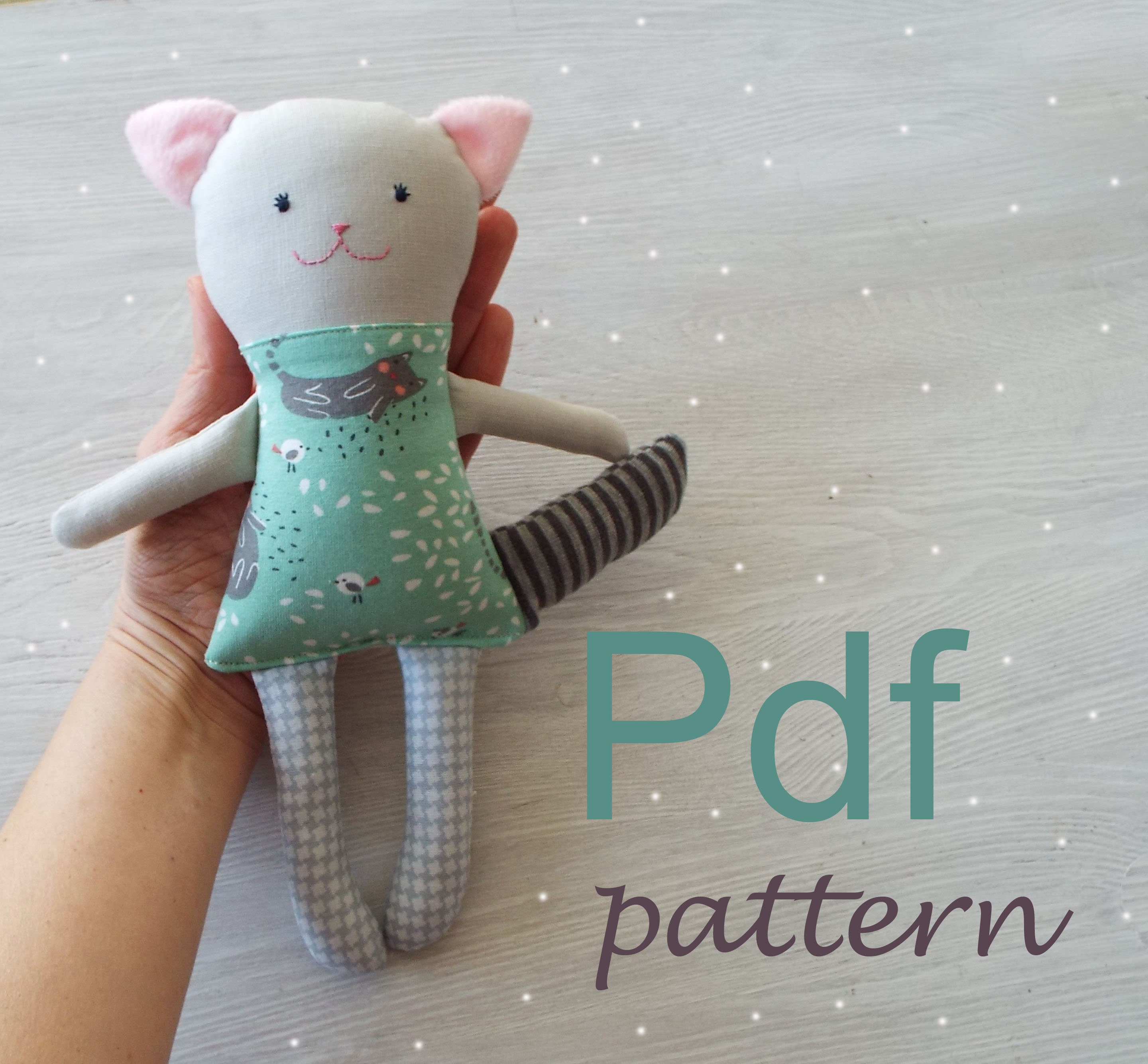 Cat stuffed animal sewing patterns . Stuffed cat cloth doll | Etsy