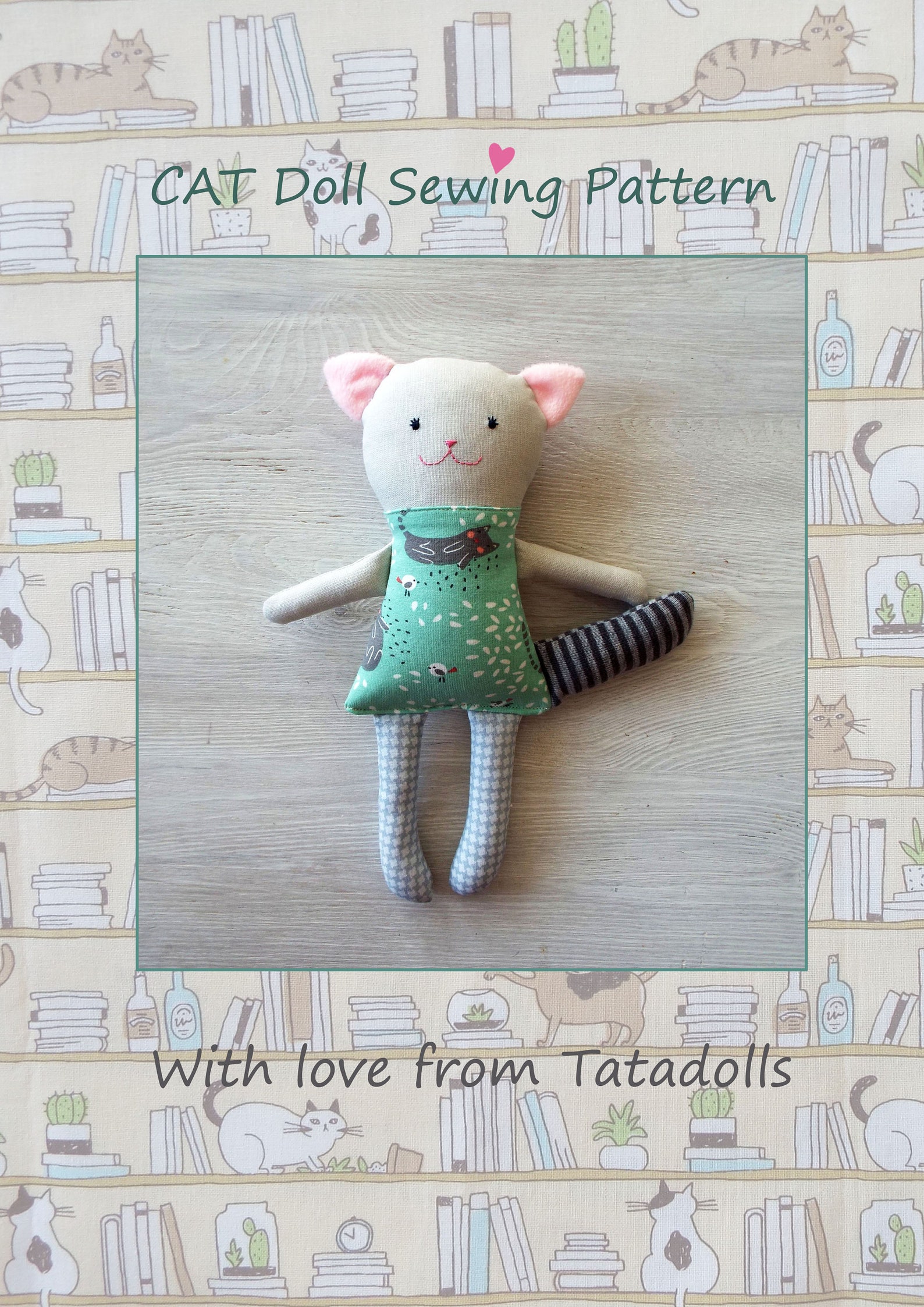 Cat stuffed animal sewing patterns . Stuffed cat cloth doll | Etsy