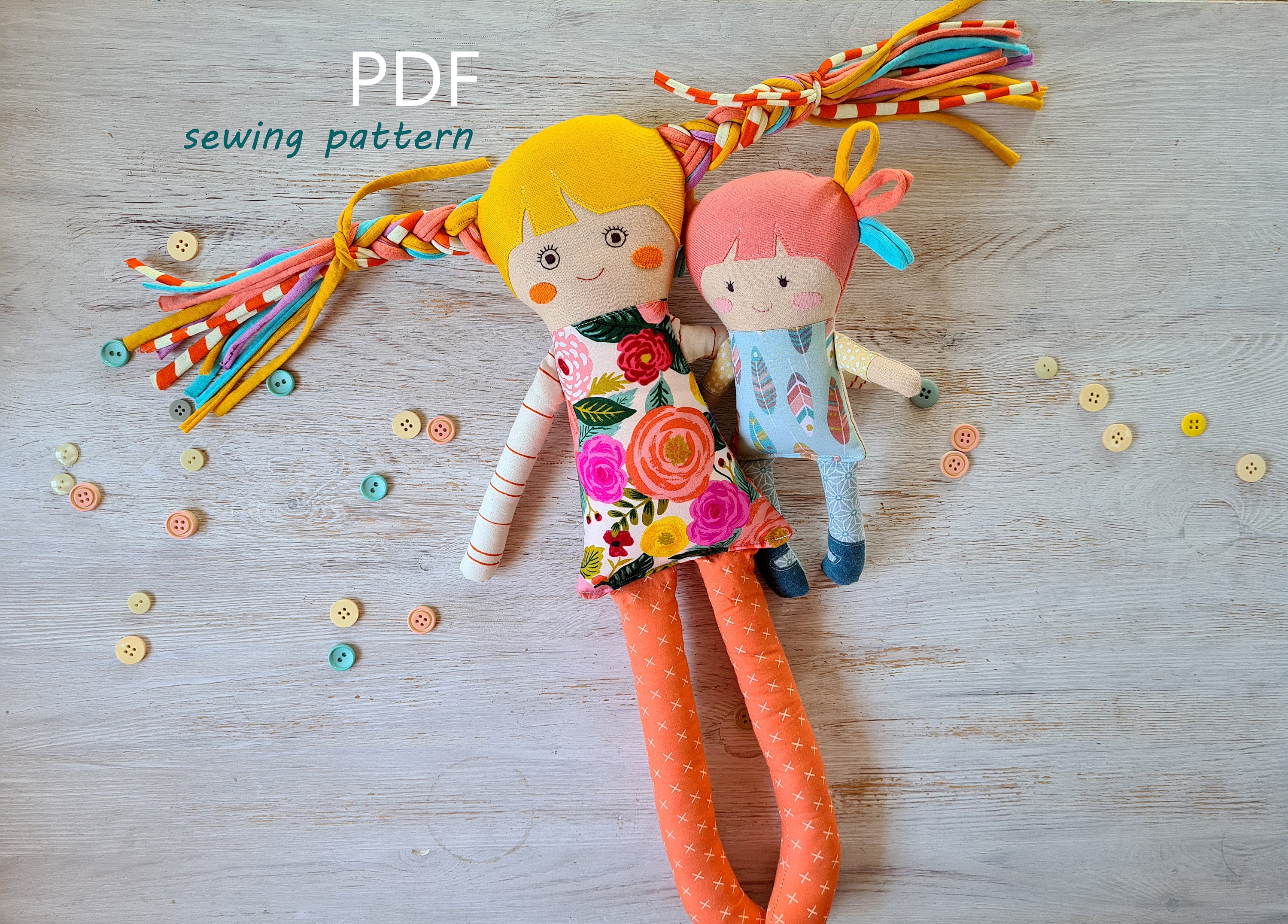DIY rag doll Sewing Pattern PDF To sew Stuffed Doll for | Etsy