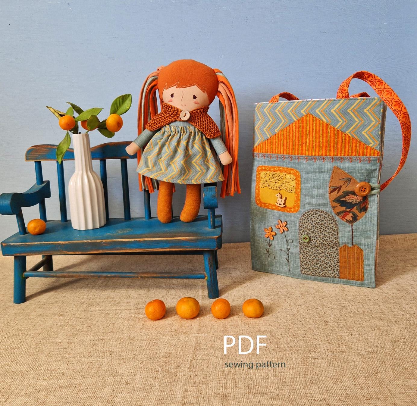 Doll House and Rag Doll Sewing Pattern PDF, Play Set With Wardrobe ...