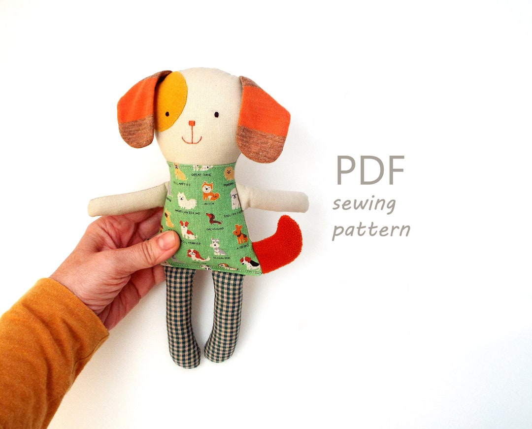 Stuffed Dog Pattern Sewing, Rag Dog Doll Handmade DIY, Cloth Doll ...