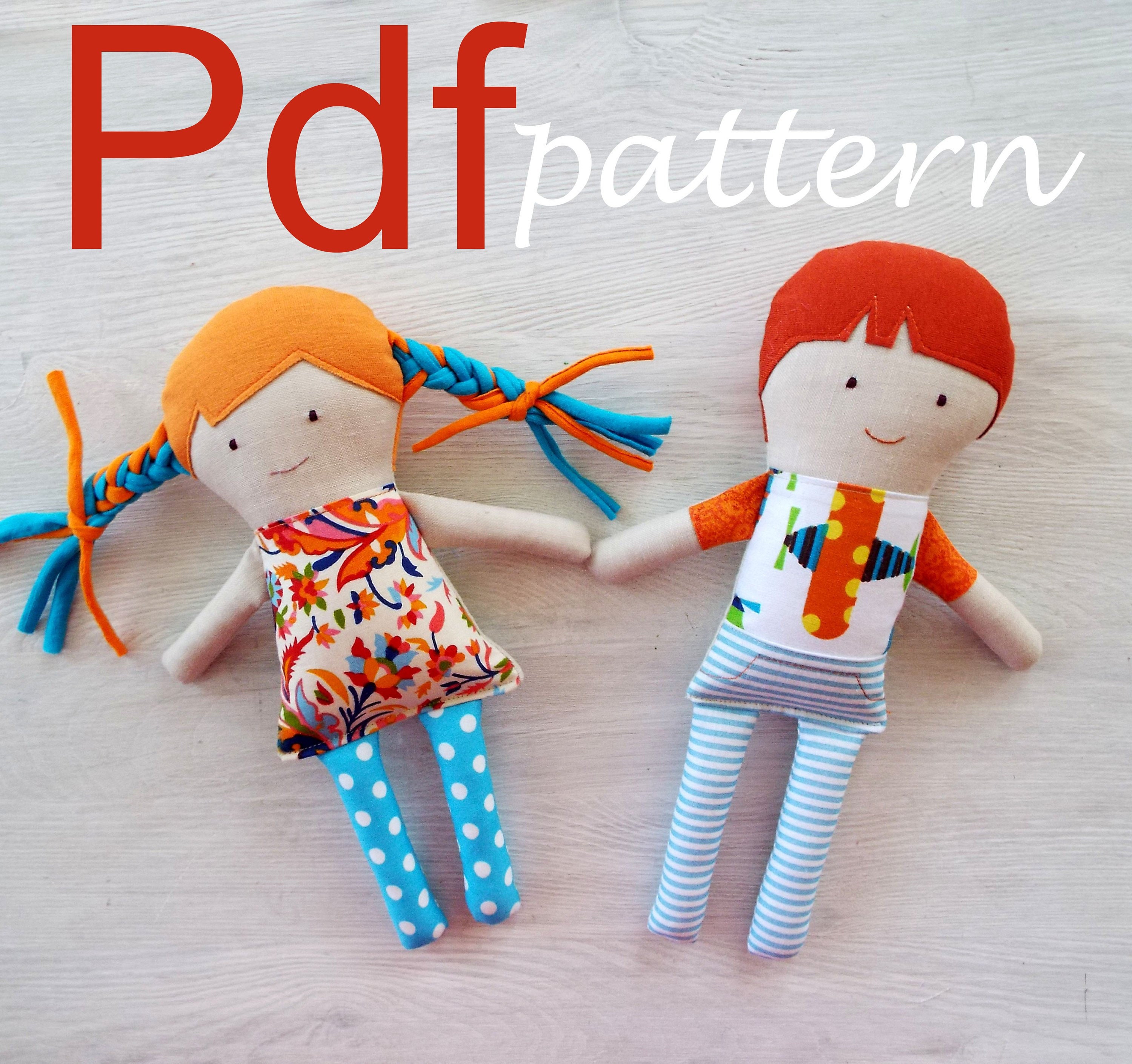 Girl Doll and Boy Doll PDF Sewing Pattern Cloth Doll Pattern | Etsy