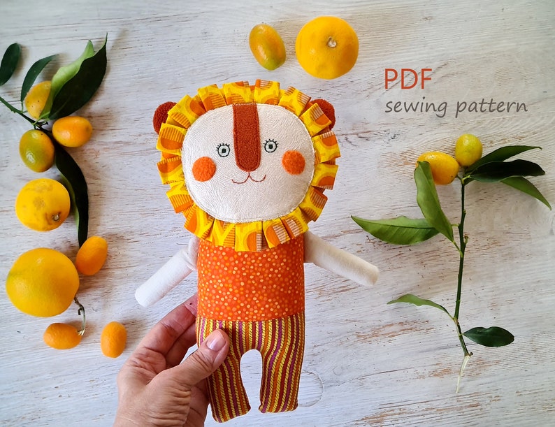 Stuffed Lion Pattern Sewing Handmade Cloth Doll Pattern Pdf - Etsy